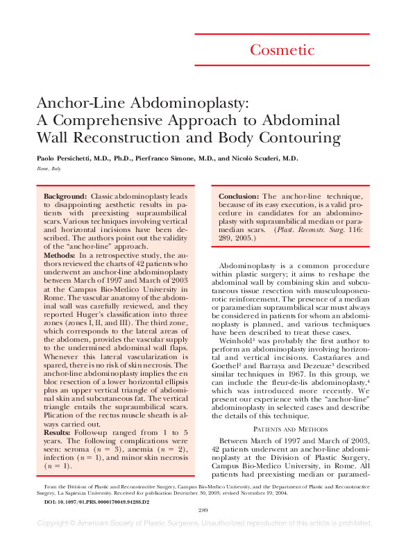 (PDF) Anchor-Line Abdominoplasty: A Comprehensive Approach to Abdominal ...