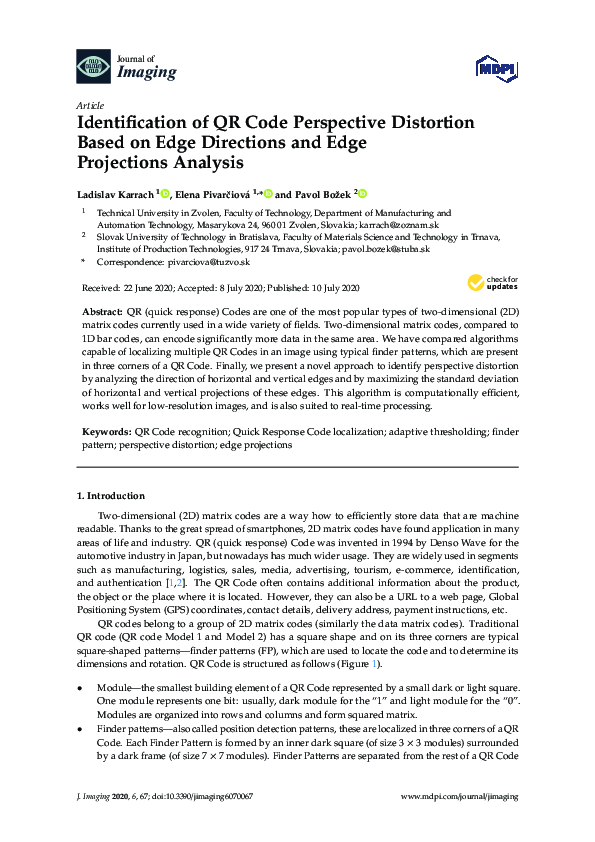 (PDF) Identification of QR Code Perspective Distortion Based on Edge ...