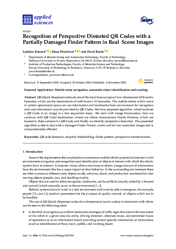 (PDF) Recognition of Perspective Distorted QR Codes with a Partially Damaged Finder Pattern in ...