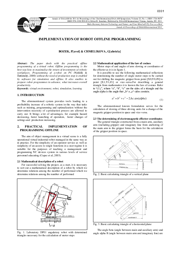 (PDF) Implementation of Robot Offline Programming