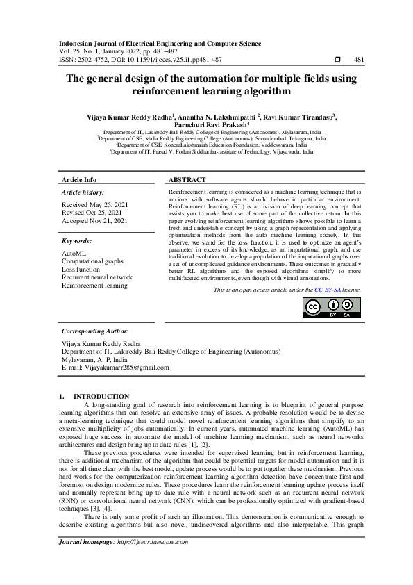 Pdf The General Design Of The Automation For Multiple Fields Using Reinforcement Learning