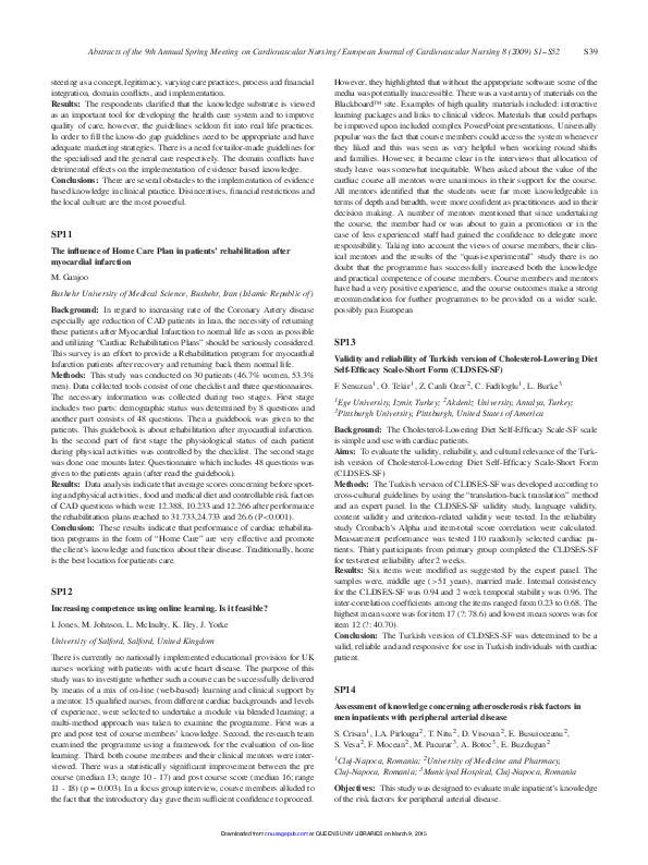 (PDF) SP13 Validity and reliability of Turkish version of Cholesterol-Lowering Diet Self ...