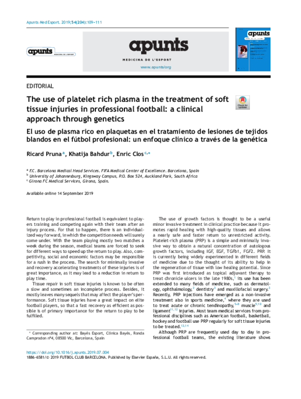 (PDF) The use of platelet rich plasma in the treatment of soft tissue ...