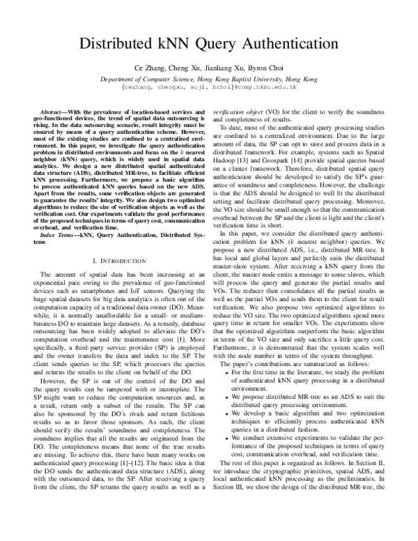 (PDF) Distributed kNN Query Authentication