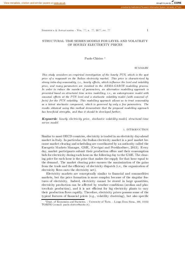 (PDF) Structural Time Series Models for Level and Volatility of Hourly Electricity Prices