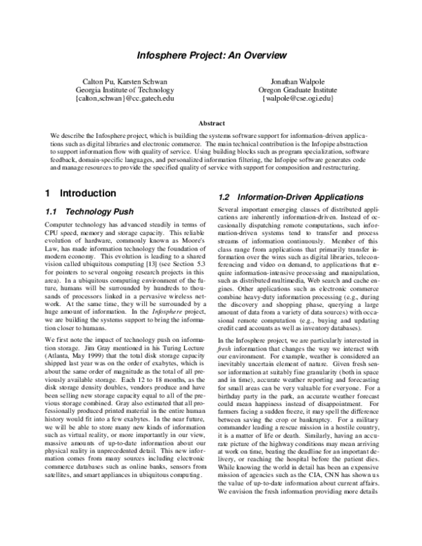 (PDF) Infosphere Project: An Overview
