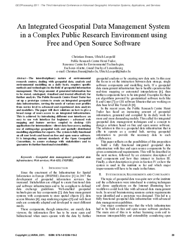 Pdf An Integrated Geospatial Data Management System In A Complex Public Research Environment
