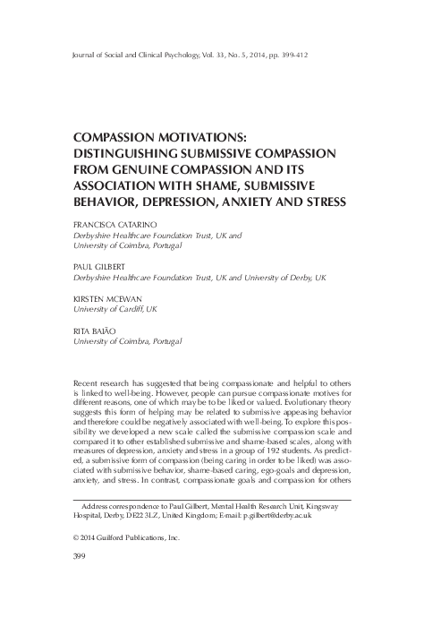(PDF) Compassion Motivations: Distinguishing Submissive Compassion From ...