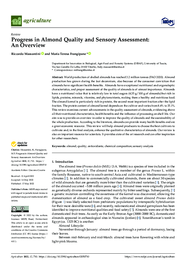 (PDF) Progress in Almond Quality and Sensory Assessment: An Overview