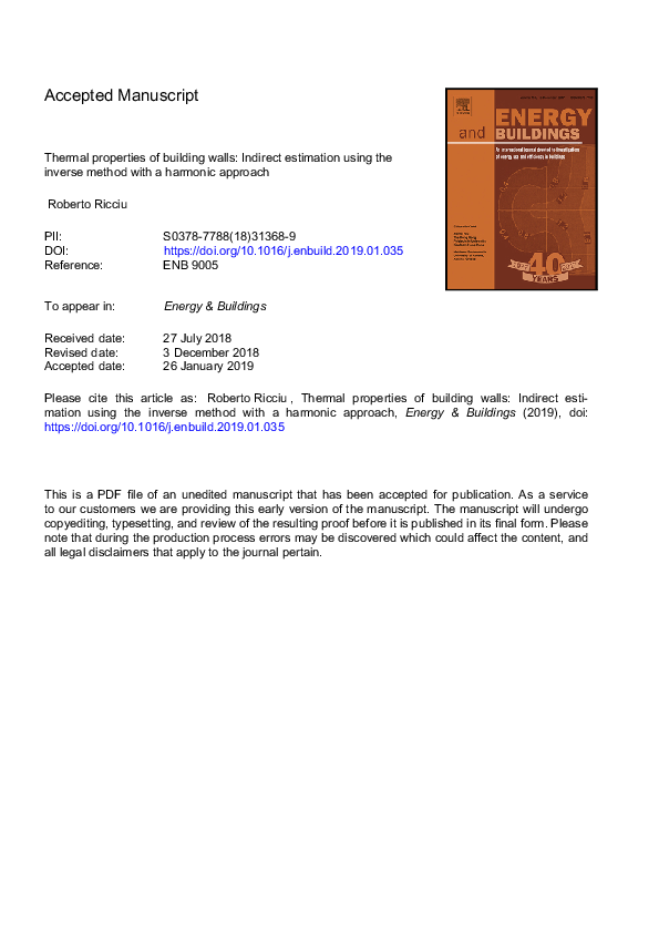(PDF) Thermal properties of building walls: Indirect estimation using ...