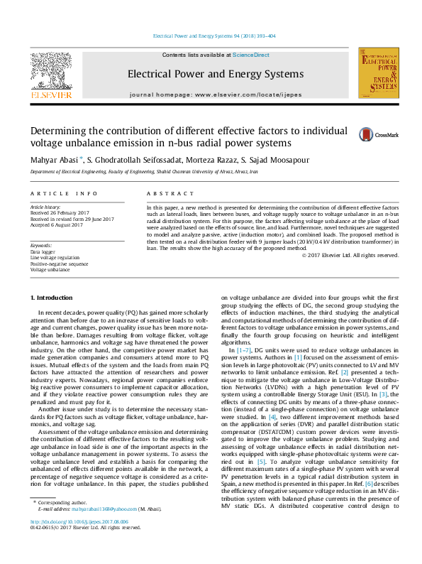 Pdf Determining The Contribution Of Different Effective Factors To Individual Voltage