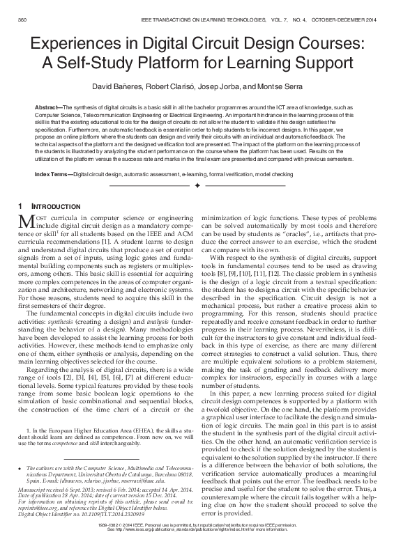 (PDF) Experiences in Digital Circuit Design Courses: A Self-Study ...