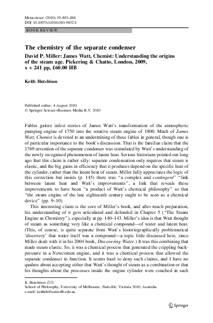 (PDF) The chemistry of the separate condenser