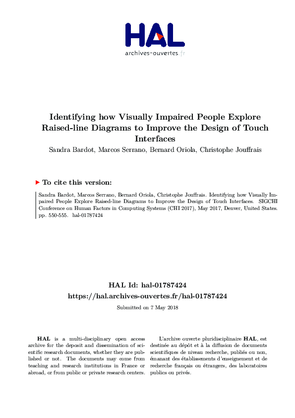 (PDF) Identifying how Visually Impaired People Explore Raised-line Diagrams to Improve the ...