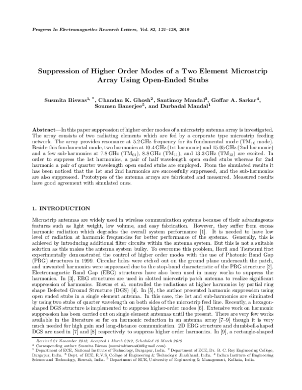 (PDF) Suppression of Higher Order Modes of a Two Element Microstrip ...