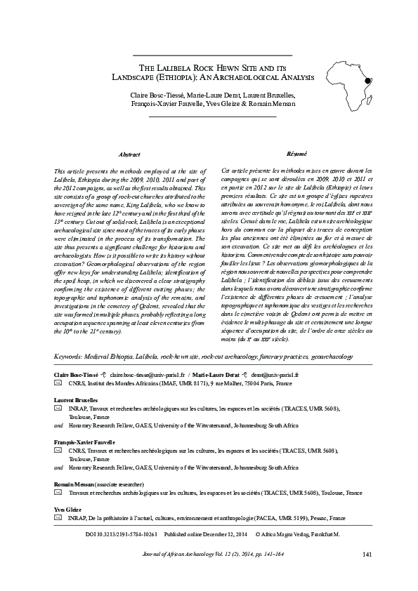 (PDF) The Lalibela Rock Hewn Site and its Landscape (Ethiopia): An ...