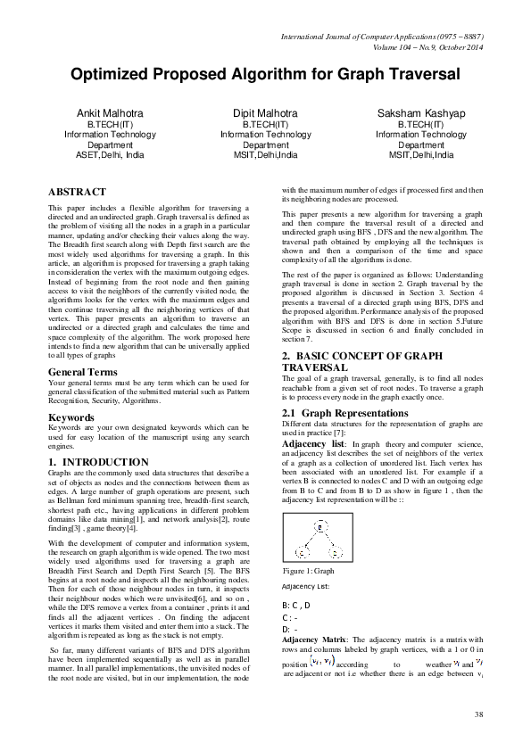 (PDF) Optimized Proposed Algorithm for Graph Traversal (PDF) Optimized Proposed Algorithm for Graph Traversal