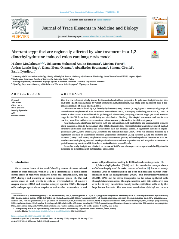 (PDF) Aberrant crypt foci are regionally affected by zinc treatment in ...