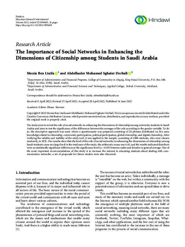 (PDF) The Importance of Social Networks in Enhancing the Dimensions of ...