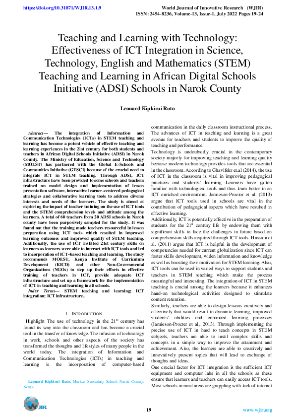 (PDF) Teaching and Learning with Technology: Effectiveness of ICT ...