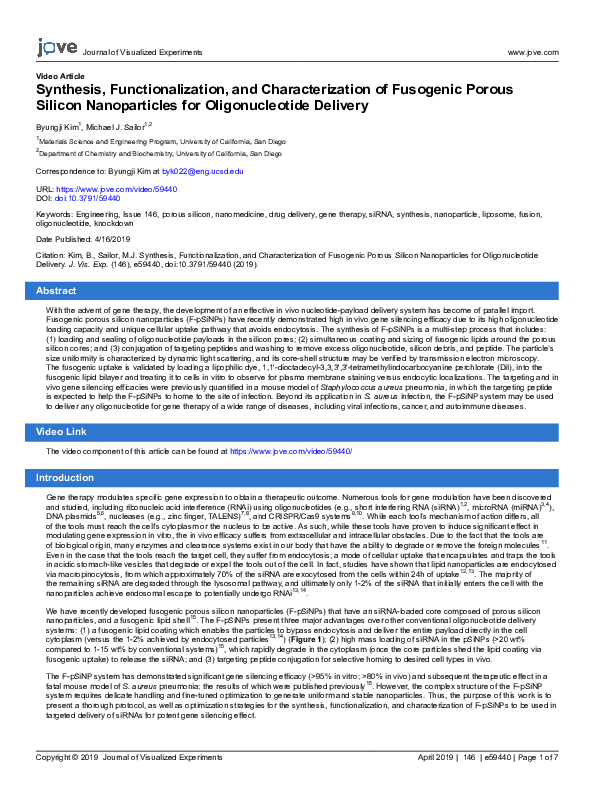 (PDF) Synthesis, functionalization and characterization of mesoporous silica nanoparticles for ...