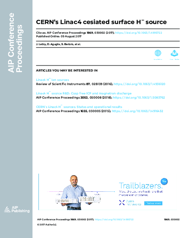 (PDF) CERN’s Linac4 cesiated surface H− source