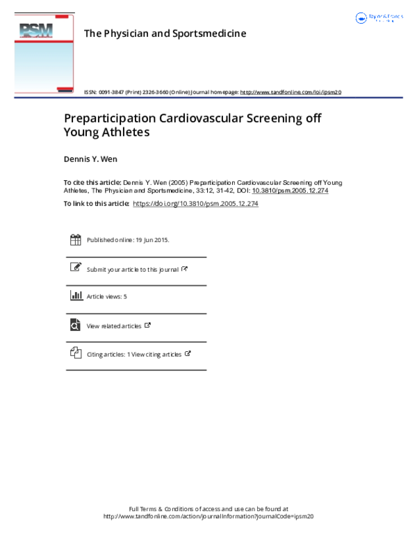 (PDF) Preparticipation Cardiovascular Screening of Young Athletes An ...