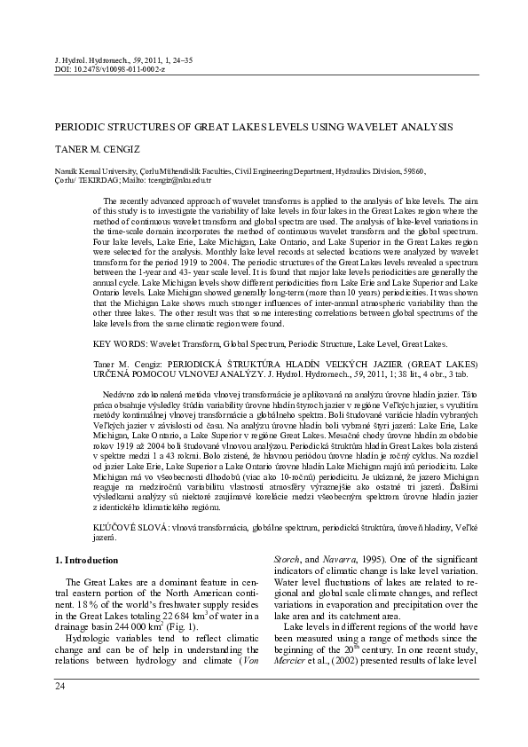 (PDF) Periodic structures of Great Lakes levels using wavelet analysis