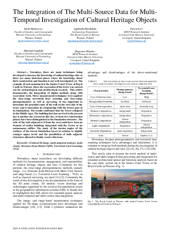 Pdf The Integration Of The Multi Source Data For Multi Temporal Investigation Of Cultural