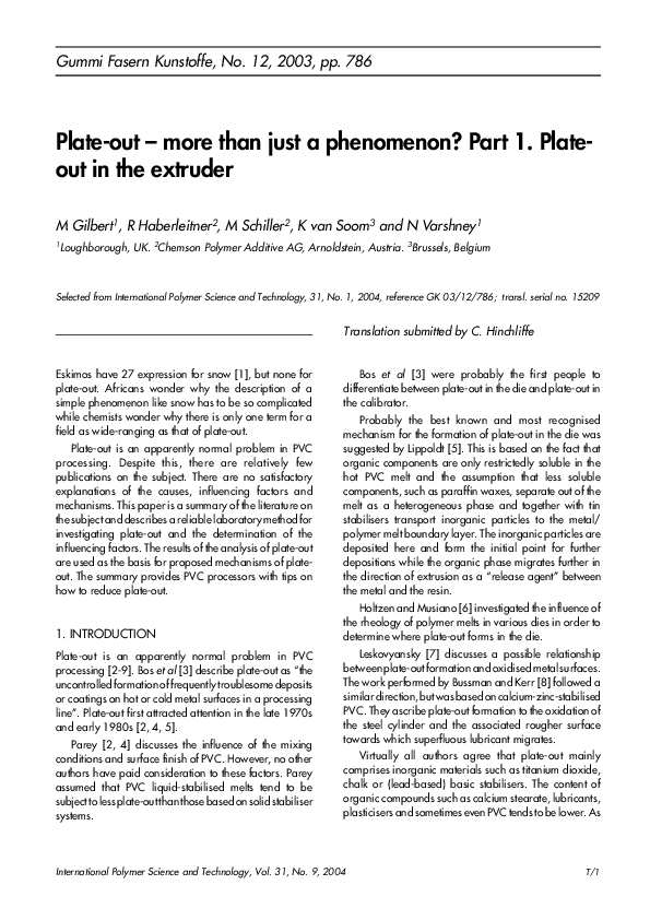 (PDF) Plate out – more than Just a Phenomenon? Part 2. Plate out in the ...