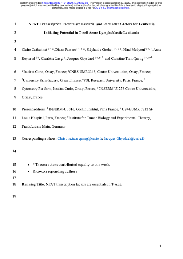 (PDF) NFAT Transcription Factors are Essential and Redundant Actors for ...