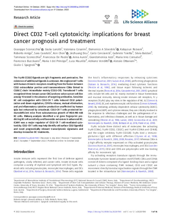 (PDF) Direct CD32 T-cell cytotoxicity: implications for breast cancer ...