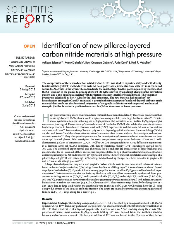 (PDF) Identification of new pillared-layered carbon nitride materials ...