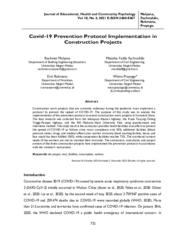 (PDF) Covid-19 Prevention Protocol Implementation in Construction Projects