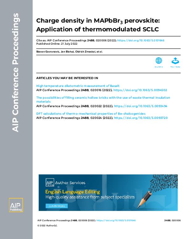 (PDF) Charge density in MAPbBr3 perovskite: Application of ...