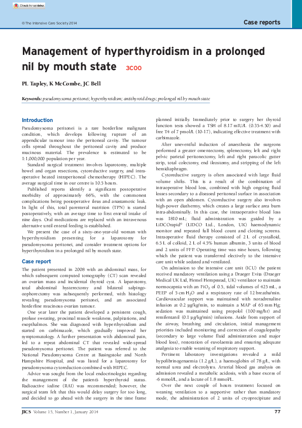 (PDF) Management of Hyperthyroidism in a Prolonged Nil by Mouth State 3C00