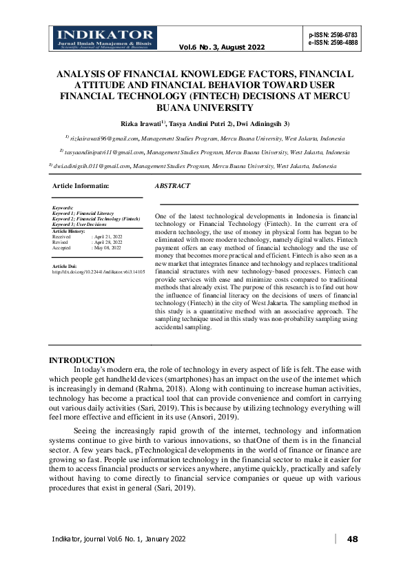 (PDF) Analysis of Financial Knowledge Factors, Financial Attitude and ...