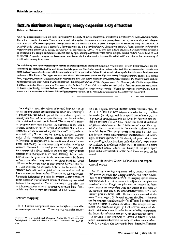 Pdf Texture Distributions Imaged By Energy Dispersive X Ray