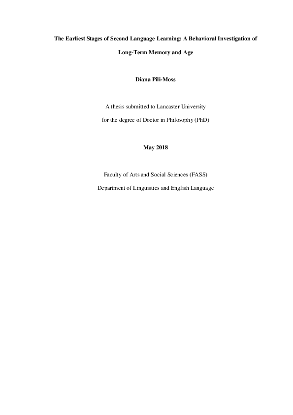 (PDF) The earliest stages of second language learning: A behavioral investigation of long-term ...