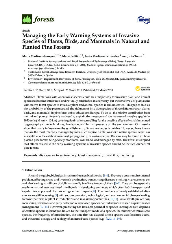 (PDF) Managing the Early Warning Systems of Invasive Species of Plants ...