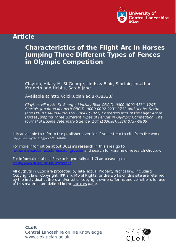 (PDF) Characteristics of the Flight Arc in Horses Jumping Three ...