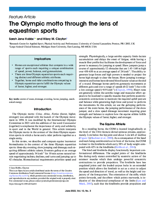 (PDF) The Olympic motto through the lens of equestrian sports