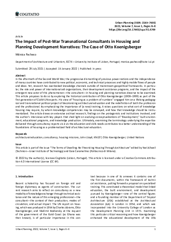 (PDF) The Impact of Post-War Transnational Consultants in Housing and ...