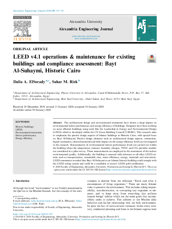 (PDF) LEED v4.1 operations & maintenance for existing buildings and compliance assessment: Bayt ...