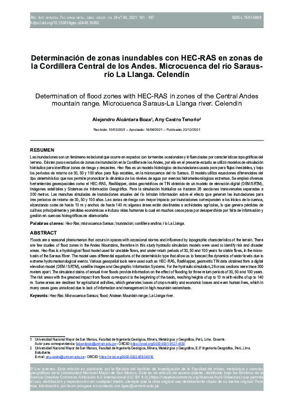(PDF) Determinación de zonas inundables con HEC-RAS en zonas de la ...