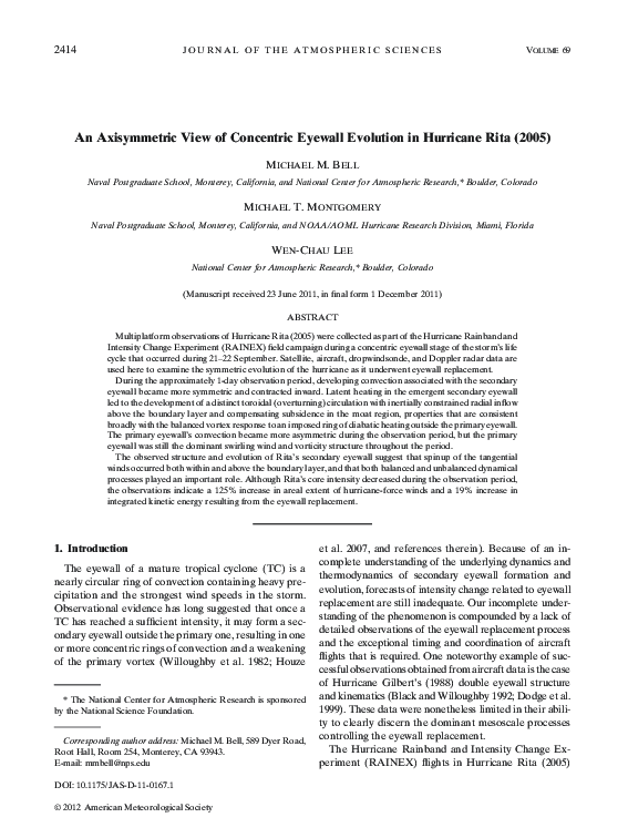 (PDF) An Axisymmetric View of Concentric Eyewall Evolution in Hurricane ...