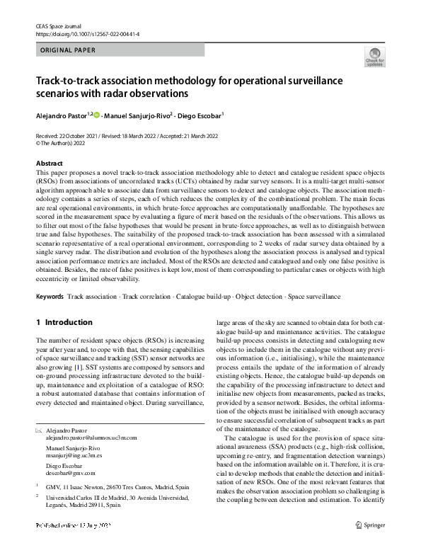 (PDF) Track-to-track association methodology for operational ...