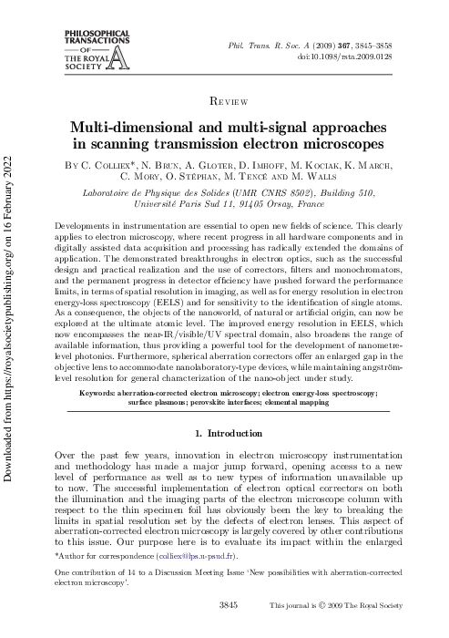 (PDF) Multi-dimensional and multi-signal approaches in scanning transmission electron microscopes