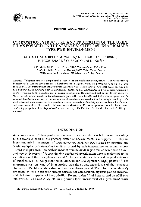 (PDF) Composition, structure and properties of the oxide films formed ...