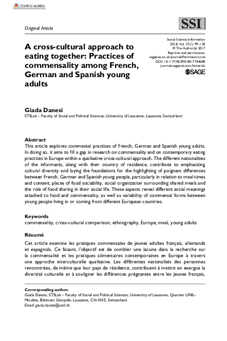 (PDF) A cross-cultural approach to eating together: Practices of ...